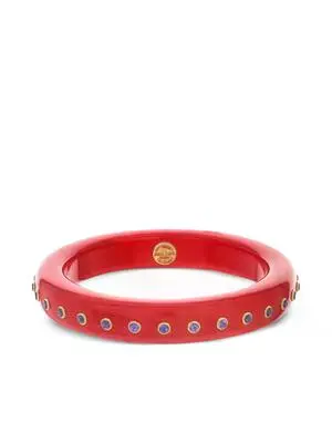 Mark Davis 18k Yellow Gold Amethyst Bakelite Bangle - Red