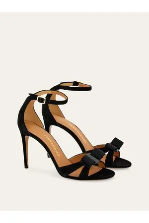 FERRAGAMO Vara Bow Suede Sandals - Black