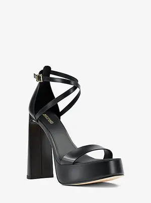 Michael Kors Cami Leather Platform Sandal - Black