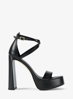 Michael Kors Cami Leather Platform Sandal - Black