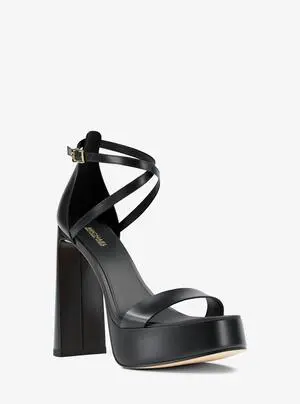 Michael Kors Cami Leather Platform Sandals - Black
