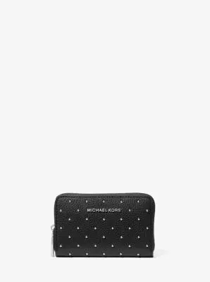 Michael Kors Jet Set Small Studded Pebbled Leather Wallet