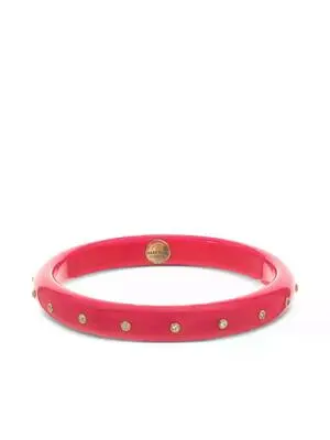 Mark Davis 18k Yellow Gold White Topaz Bakelite Bangle - Red