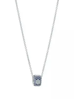 FULLORD 18k White Gold Diamond And Sapphire Ghost Pendant Necklace - Silver