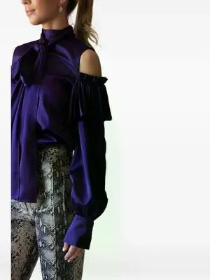 ADEAM Ashlee Pleated Cold-shoulder Blouse