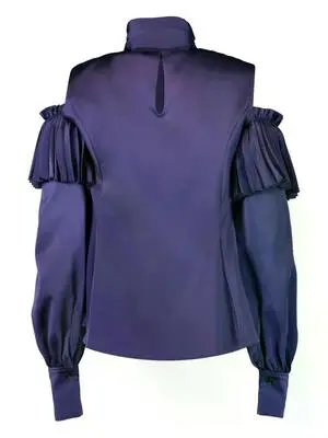 ADEAM Ashlee Pleated Cold-shoulder Blouse