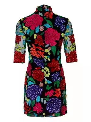 Naeem Khan Beaded Mock-neck Dress