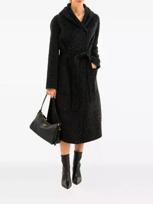 ALMAROSAFUR Hooded Belted Coat