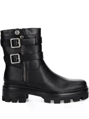 Guess Lynden Buckle-strap Ankle Boots - Black