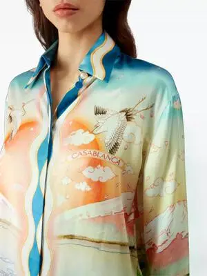Casablanca Crane-print Midi Dress