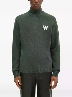 Wood Wood Half-zip Sweater With Logo Appliqu
