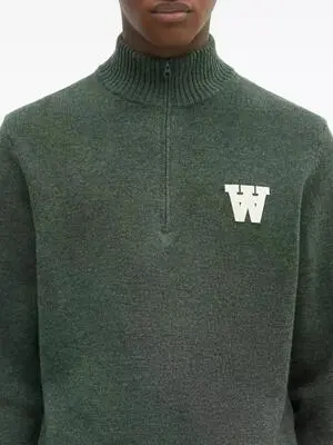 Wood Wood Half-zip Sweater With Logo Appliqu