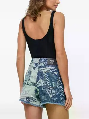 Versace Printed Frayed Hem Shorts