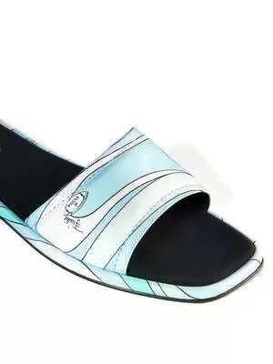 Emilio Pucci Printed Silk Sandals - Blue