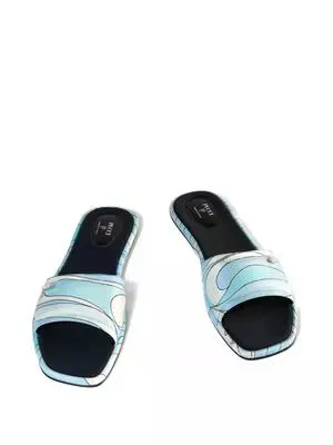 Emilio Pucci Printed Silk Sandals - Blue
