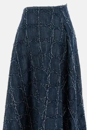 STEFANO MORTARI Wide Denim Midi Skirt