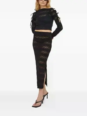 WON HUNDRED Tie-detailed Knit Top - Black