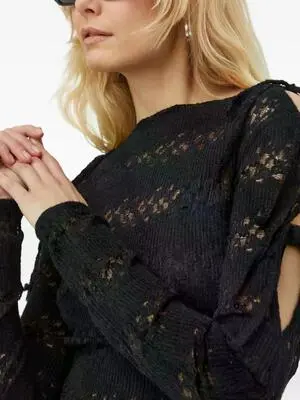 WON HUNDRED Tie-detailed Knit Top - Black