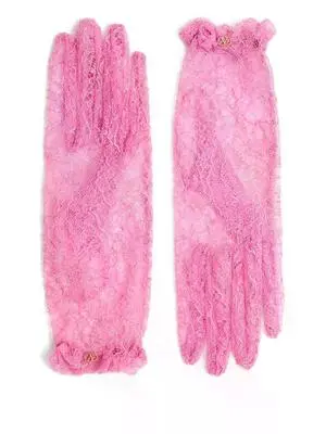Valentino Garavani Vlogo Signature Lace Gloves - Pink