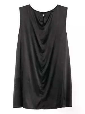 PUROTATTO Crew Neck Sleeveless Top - Black