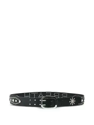 BREATH Studded Leather Belt - Black