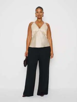 REFORMATION Monica Silk Top Es - Ivory
