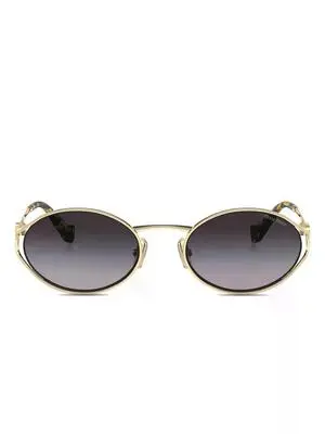 Miu Miu Oval-frame Sunglasses - Gold