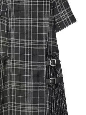 Burberry Check Buckle Pleated Dress - Black