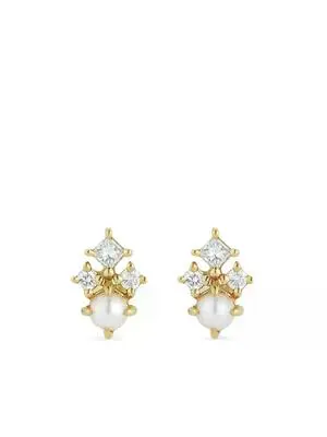 Mateo 14k Yellow Diamond And Pearl Stud Earrings - Gold