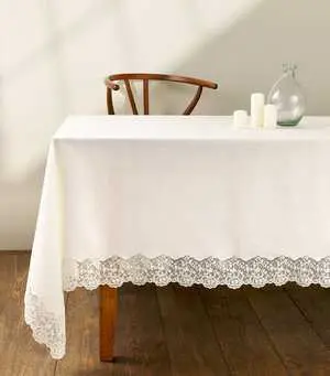DEA Linen Lace-trim Elite Tablecloth