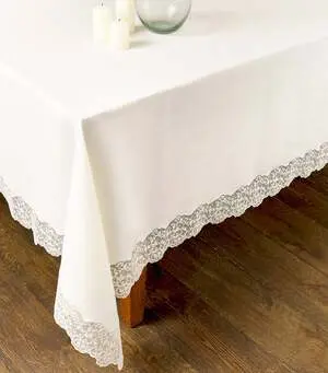 DEA Linen Lace-trim Elite Tablecloth