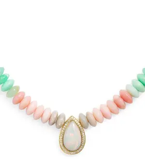 Jacquie Aiche Yellow Diamond, And Opal Necklace - Gold