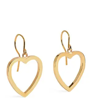 JENNIFER MEYER Large Open Heart Drop Earrings - Gold