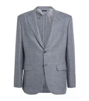 Brioni Wool-silk Houndstooth Check Blazer - Blue