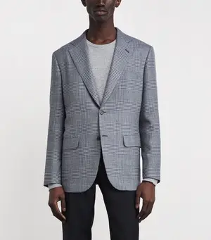 Brioni Wool-silk Houndstooth Check Blazer