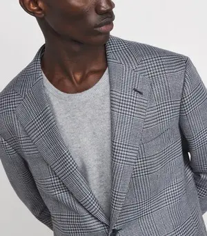 Brioni Wool-silk Houndstooth Check Blazer
