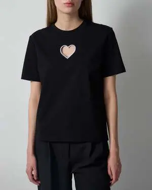 CLOEYS T-shirt With Heart Detail - Black