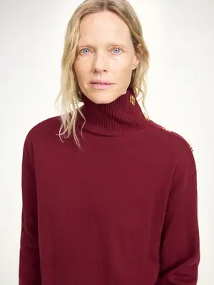 BY MALENE BIRGER Wool Sweater With Buttoned Shoulder - Cabernet