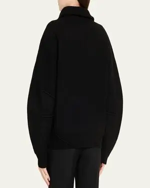 Helmut Lang Boiled Merino Wool Half-zip Funnel Neck Sweater - Black
