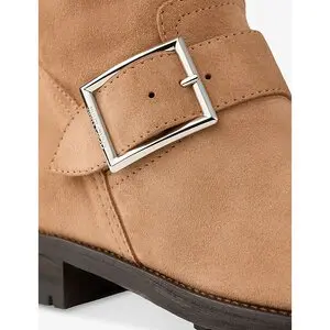 JIMMY CHOO Biker Mid Velvet-suede Boots - Toffee