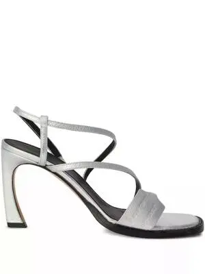 Off-White Zip Tie Loop High Heel Sandals - Silver