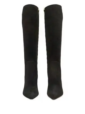 Santoni High-heel Suede Boots - Black