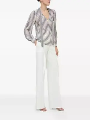 TWINSET Striped Tie-neck Blouse