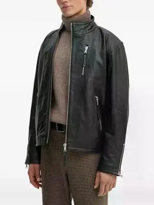 WON HUNDRED Zip-pockets Leather Jacket