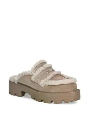 Guess 45mm Yaneta Logo Faux-fur Mules - Neutrals