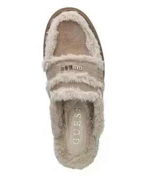 Guess 45mm Yaneta Logo Faux-fur Mules - Neutrals