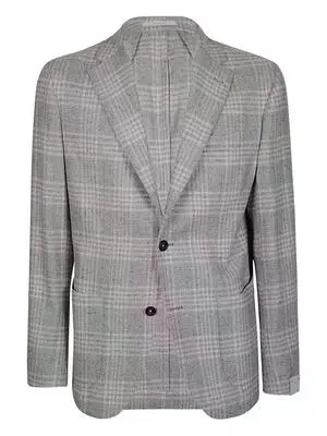 Eleventy Single-breasted Checked Jacket