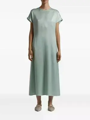 Peserico Cap-sleeve A-line Satin Dress - Green