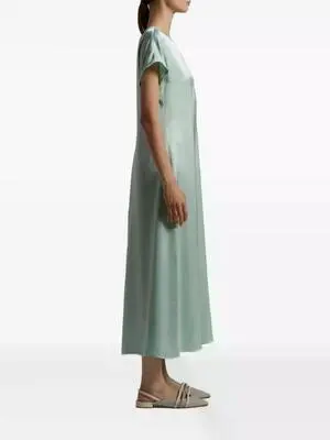 Peserico Cap-sleeve A-line Satin Dress - Green
