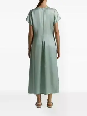 Peserico Cap-sleeve A-line Satin Dress - Green